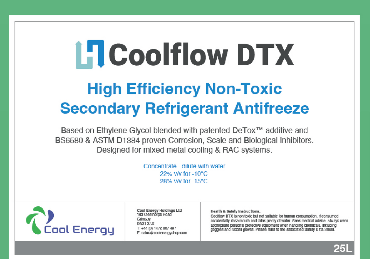 Coolflow DTX Inhibited Glycol Antifreeze & Heat Transf Fluid